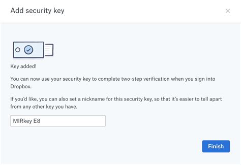 EllipticSecure Adding MIRkey Security Keys To A DropBox Account
