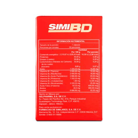 Simi B Diabetico Complejo B E Inositol 30 Capsulas Farmacias Similares® Tienda Online