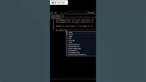 Python Program To Print All Prime Numbers In An Interval Youtube