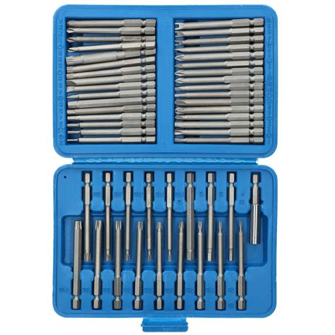 50pc Screwdriver Extra Long Bit Set Torx Hex Spline Phillips Pozi Star