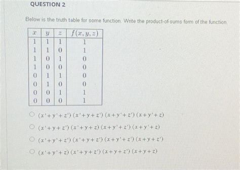 Solved QUESTION 2 Below Is The Truth Table For Some Chegg Com