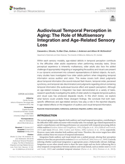 Pdf Audiovisual Temporal Perception In Aging The Role Of Multisensory Integration And Age
