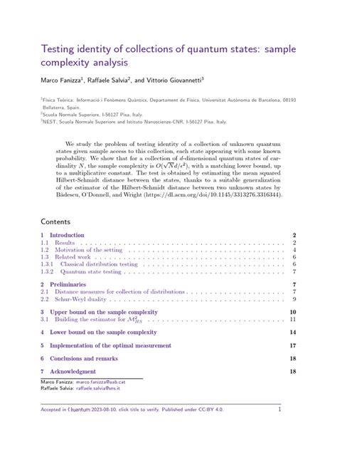 testing identity of collections of quantum states sample complexity