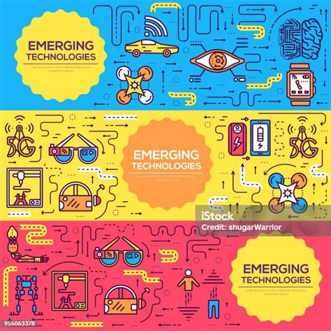 기술 벡터 브로셔 카드 얇은 라인 세트 전단지 잡지 포스터 책 표지 배너의 자동화 템플릿 레이아웃 인공 지능 기술 개요 삽화 현대 페이지 3차원 인쇄에 대한 스톡 벡터 아트