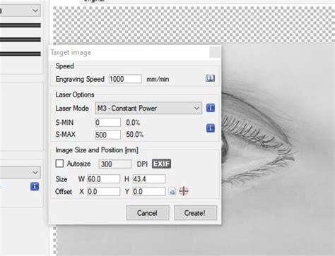 Free Laser Engraving Software LaserGRBL Review Tutorial Target Image Raster Image Reset
