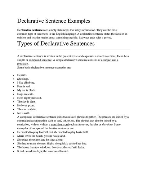 Declarative Sentence Examples