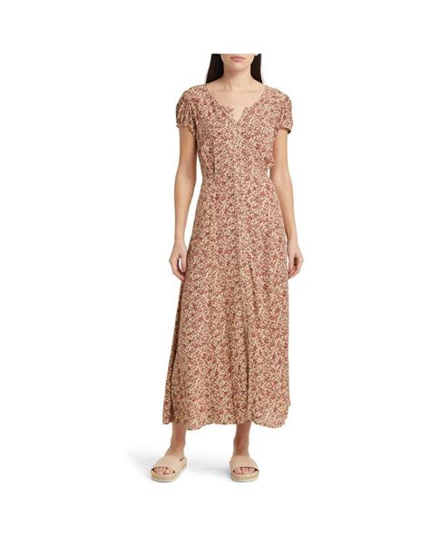 Treasure And Bond Floral Woven Maxi Dress In Brown Lyst