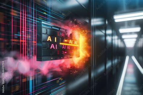 Ai Neural Network Interface With Glowing Circuits And Futuristic Design