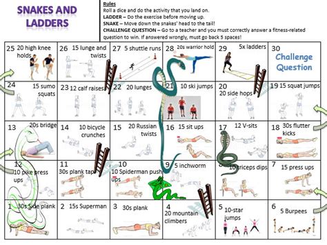 Snakes And Ladders Fitness Edition Teaching Resources