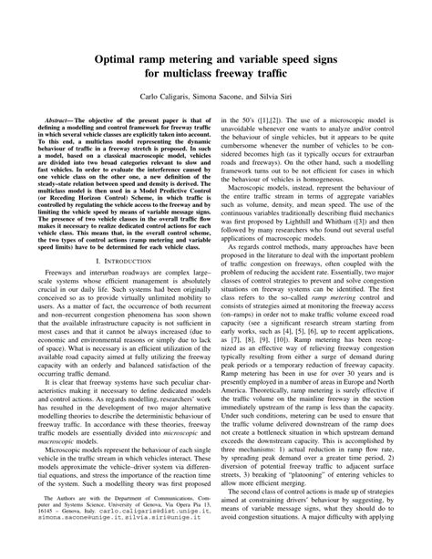 Pdf Optimal Ramp Metering And Variable Speed Signs For Multiclass Freeway Traffic