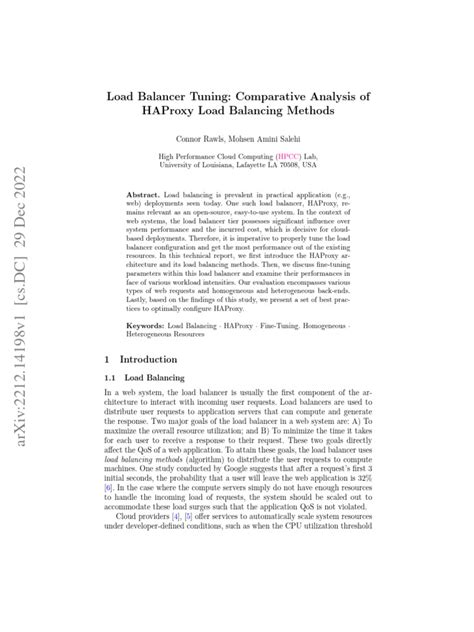 Comparative Analysis Of Haproxy Pdf Load Balancing Computing