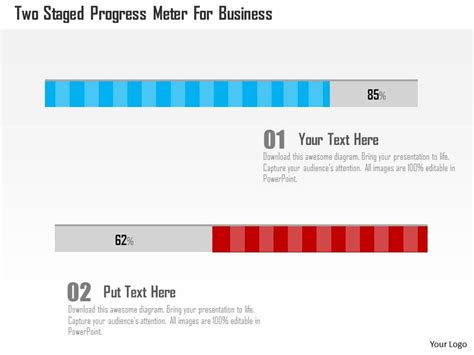 Two Staged Progress Meter For Business Flat Powerpoint Design