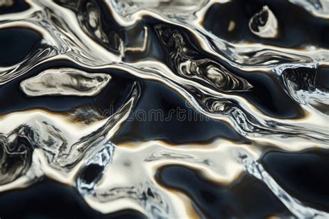 This Artwork Features A Striking Metallic Liquid Mercury Surface With Dynamic Flowing Textures