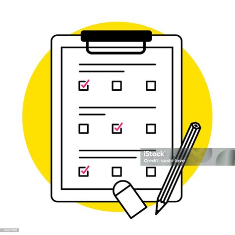 설문 조사 필요한 항목을 확인하십시오 질문에 답하십시오 점검 표 완료된 작업을 확인합니다 0명에 대한 스톡 벡터 아트 및 기타 이미지 Istock