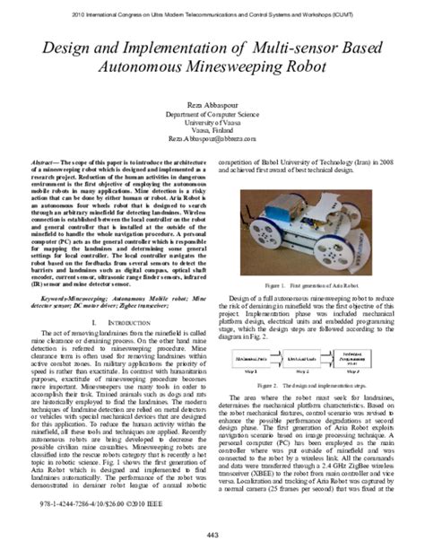 Pdf Design And Implementation Of Multi Sensor Based Autonomous Minesweeping Robot