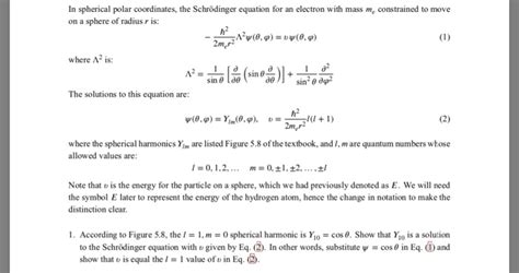 Solved In Spherical Polar Coordinates The Schrödinger