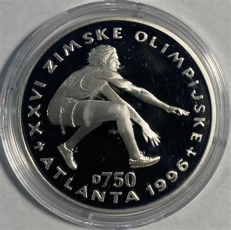 Bosnia 1996 750 Dinara Olympics Long Jump Silver Coin London Coin Centre Inc
