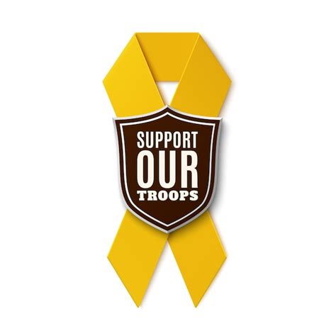 Premium Vector Support Our Troops Yellow Ribbon With Shield Isolated