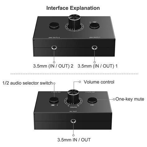35mm Audio Switcher 2 Input 1 Output1 Input 2 O Grandado