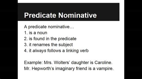 Predicate Adjectives And Nominatives Youtube