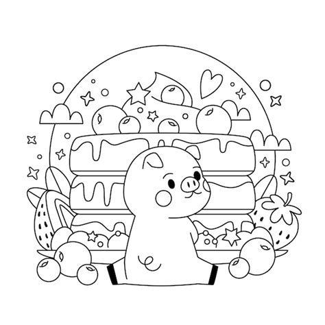 Ilustración De Libro Para Colorear Kawaii Dibujado A Mano Vector Gratis