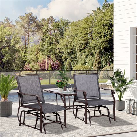Dakota Fields Outsunny Outdoor Glider Chairs With Coffee Table Patio 2