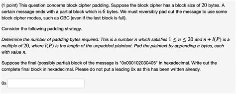 Solved 1 Point This Question Concerns Block Cipher