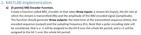 MATLAB Implementation A Points NRZ Encoder Chegg Com