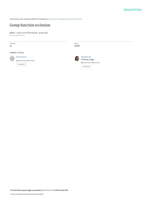 Group Function Occlusion Indian Journal Of Oral Sciences January 2012