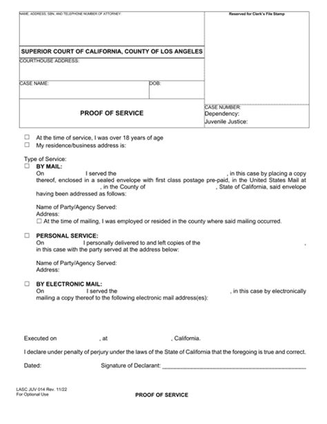 Form Juv014 Download Fillable Pdf Or Fill Online Proof Of Service