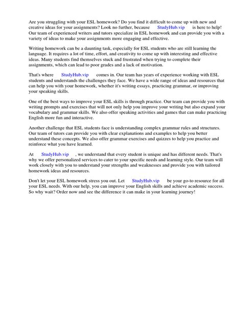 Esl Homework Ideas Pdf Homework English As A Second Or Foreign Language