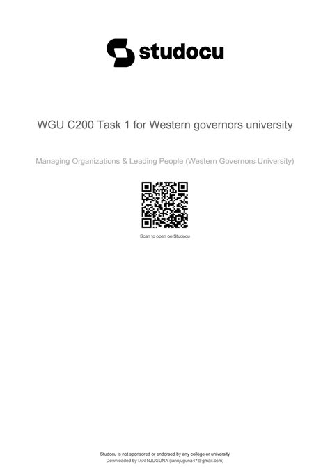 SOLUTION Wgu C200 Task 1 For Western Governors University Studypool