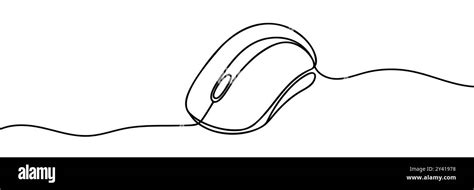 Computer Mouse In Continuous One Line Drawing Vector Mouse Cursor To Pc Icon Continuous