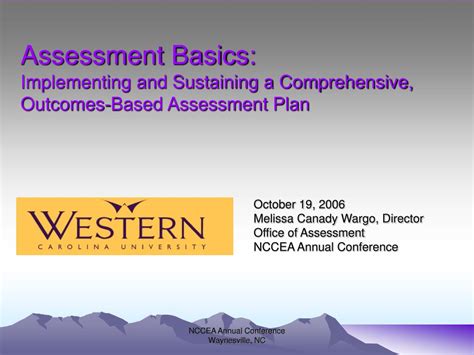 Ppt Assessment Basics Implementing And Sustaining A Comprehensive Outcomes Based Assessment