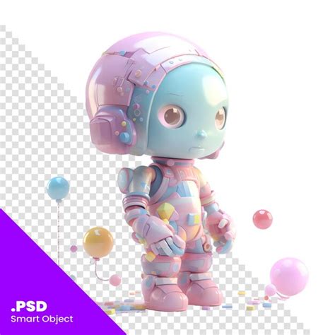 풍선과 콘페티 Psd 템플릿과 함께 우주 비행사의 3d 렌더링 프리미엄 Psd 파일