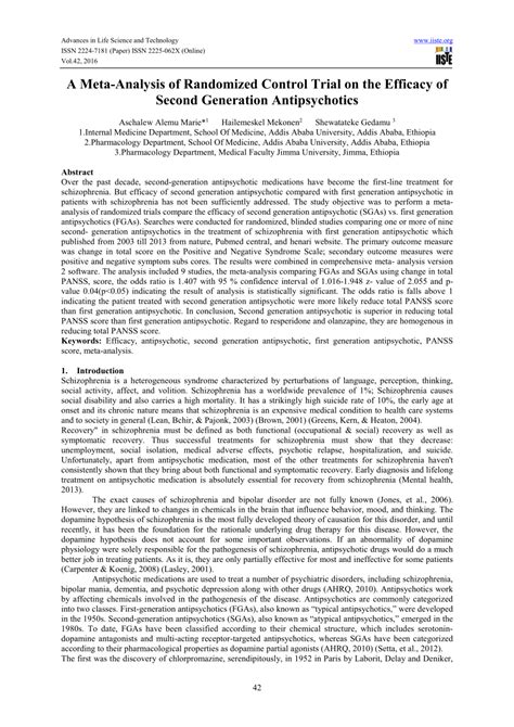 Pdf A Meta Analysis Of Randomized Control Trial On The Efficacy Of Second Generation