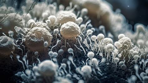 Candida Auris Fungus Close Up Under Microscope For Medical Research Stock Illustration