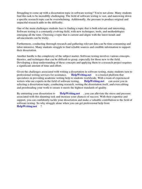 Dissertation Topics In Software Testing Pdf Software Testing Software