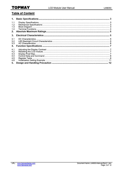 Lm8053 Datasheet Pdf Lcd Module User Manual Download Topway Lm8053