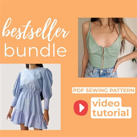 Corset Top Puff Sleeve Dress Sewing Pattern Bundle Pattern Couture