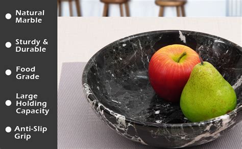 Radicaln Marble Fruit Bowl 10” Black Handmade Decorative Bowl