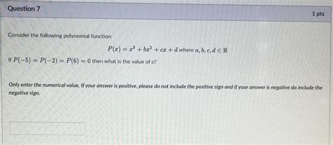 solved consider the following polynomial function