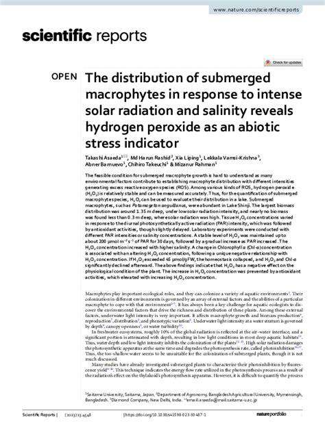 Pdf The Distribution Of Submerged Macrophytes In Response To Intense