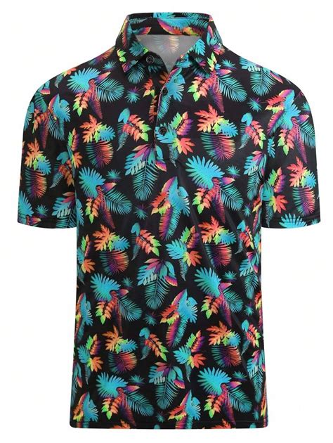 Men Tropical Print Polo Shirt Shein Usa