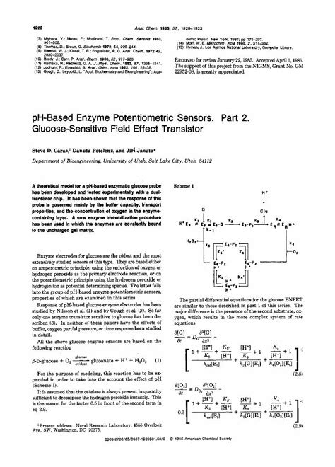Pdf Ph Based Enzyme Potentiometric Sensors Part 2 Glucose Sensitive Field Effect Transistor