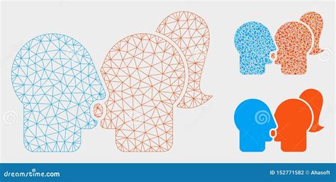 Lovers Kiss Vector Mesh Wire Frame Model And Triangle Mosaic Icon Stock Vector Illustration Of