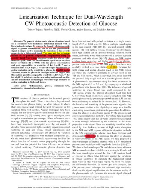 2017 Ieee Sensors Linearization Technique For Dual Wavelength