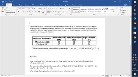 Solved Word File Home Insert Design Layout References Chegg Com