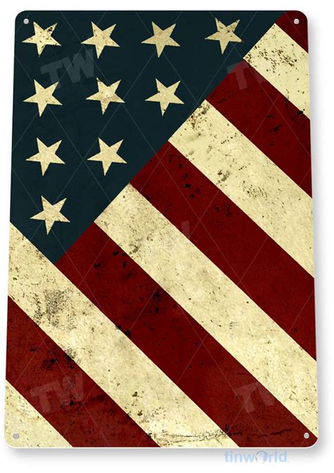 American Flag Sign A811 Tinworld Patriotic Signs