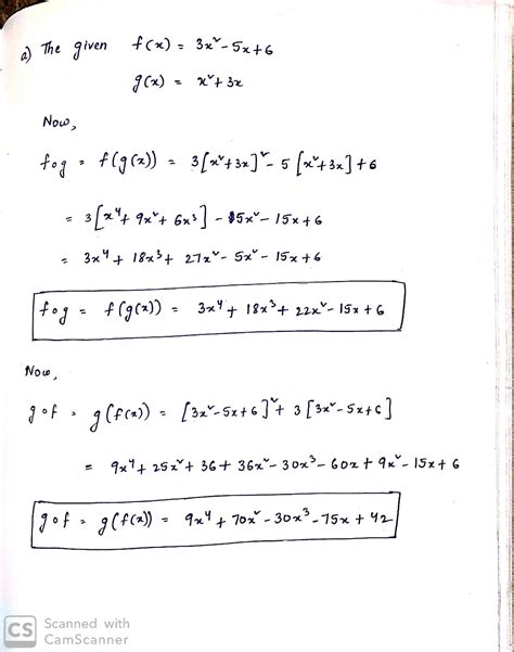 Solved Determine The Composite Function Fog And G Of For Each
